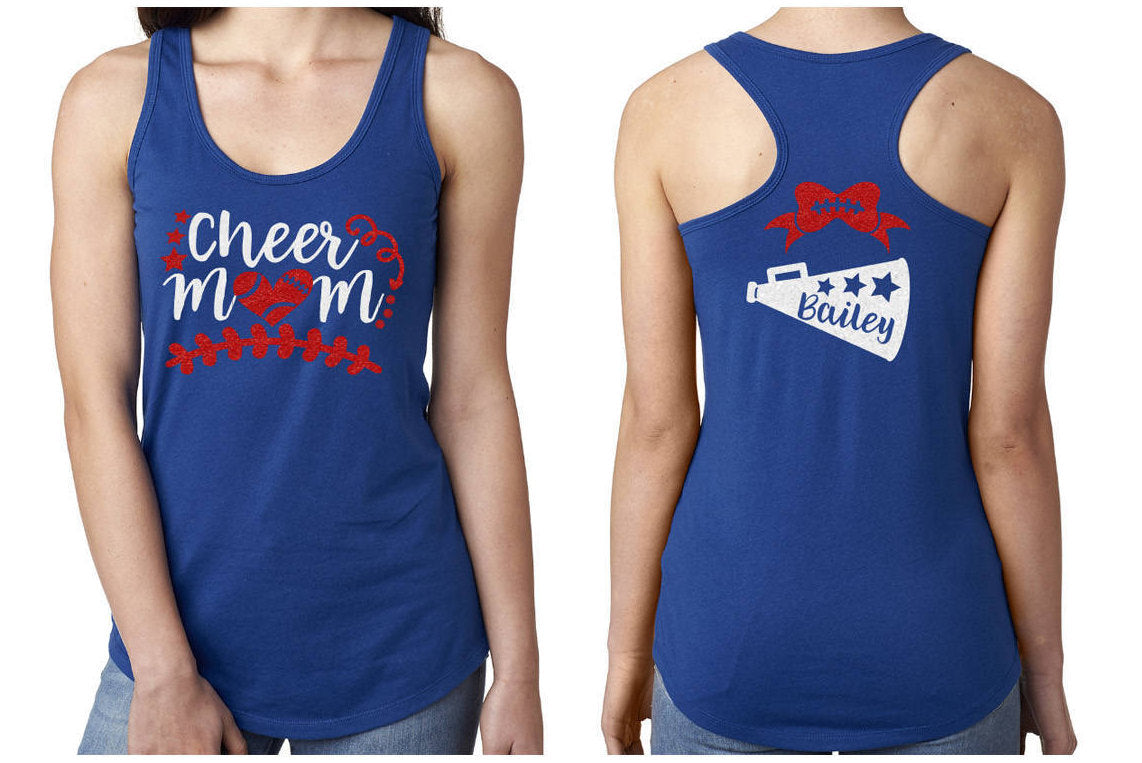 Glitter Cheer Mom Tank | Cheer Racerback Tank | Customize with your Co ...