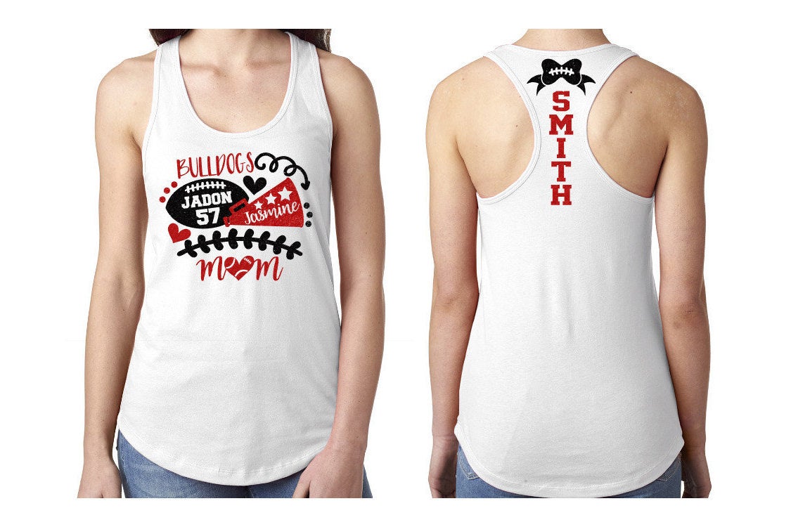 Glitter Football & Cheer Tank | Cheer and Football Mom | Racer Back Ta ...